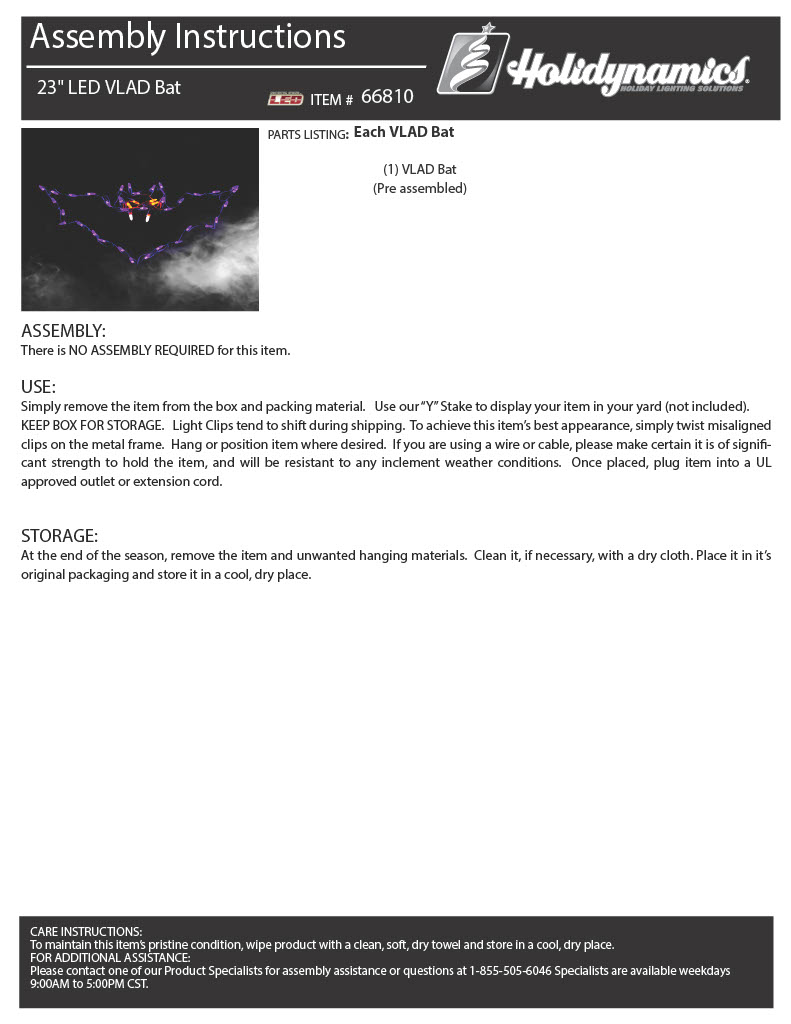 Holidynamics - Halloween LED VLAD Bat 23"