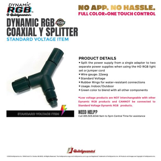 Holidynamics - Coaxial "Y" Splitter, RGB & Coaxial light sets