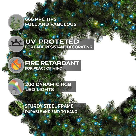 Holidynamics - 60" Dynamic Greenery RGB Wreath