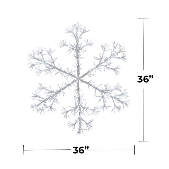 Holidynamics - LED Sparkler Snowflake Pure White w/White Metal Frame 36"