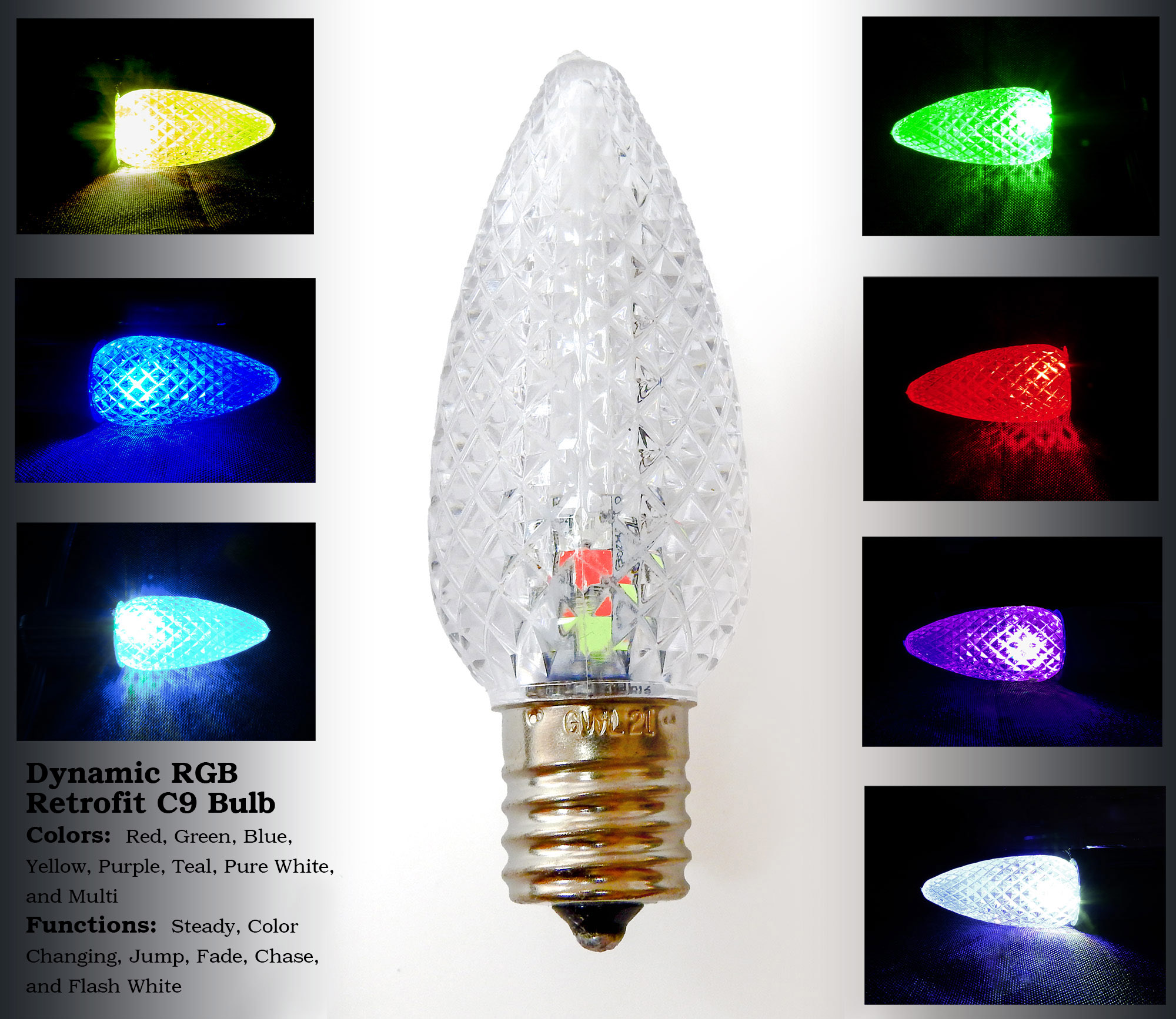 Holidynamics - Dynamic RGB Transparent Faceted C9 Bulb