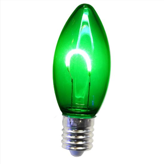 Holidynamics - C9 LED U Filament Clear Bulbs Green Transparent - Pack of 25