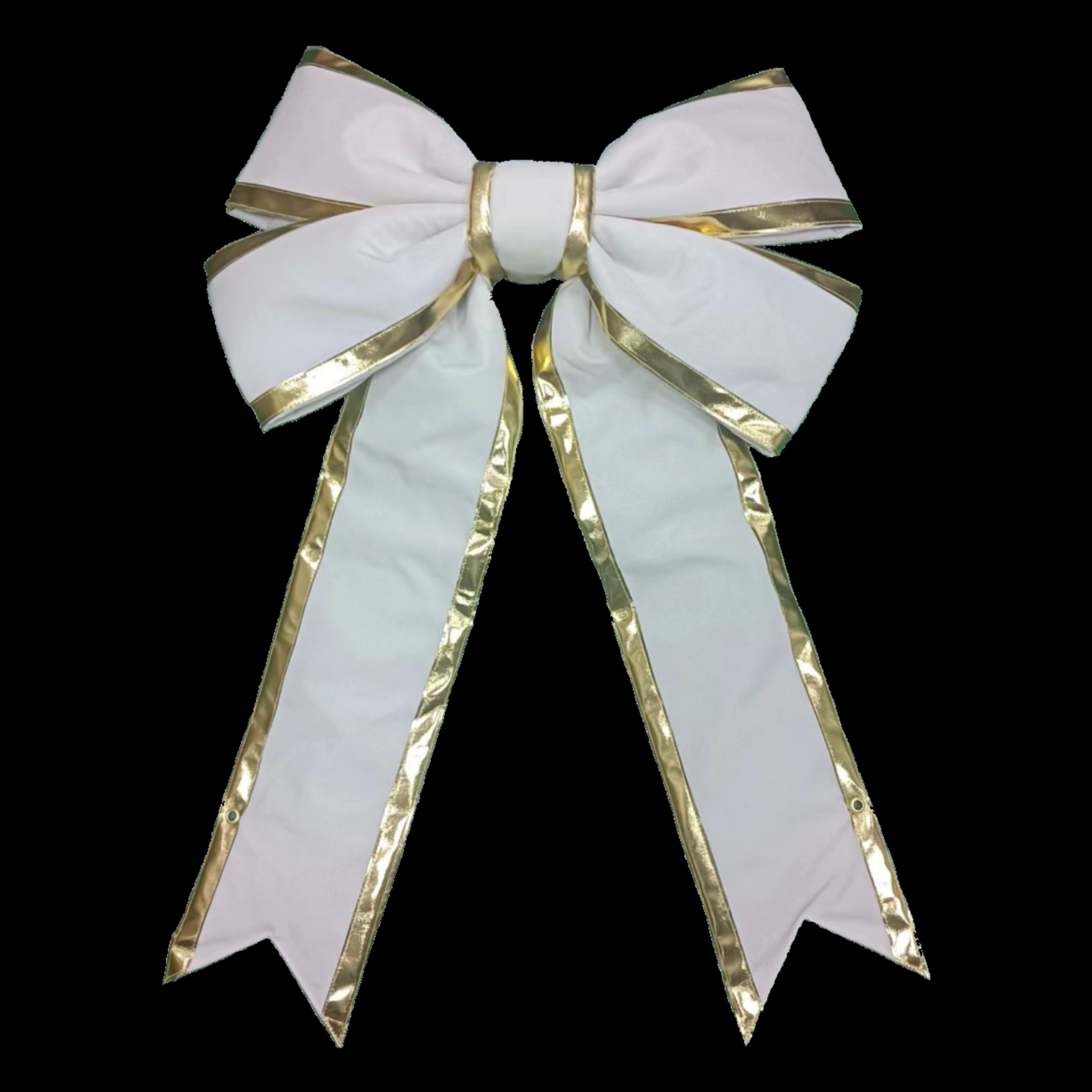 Holidynamics - 24" Ivory Canvas Bow with Gold Trim