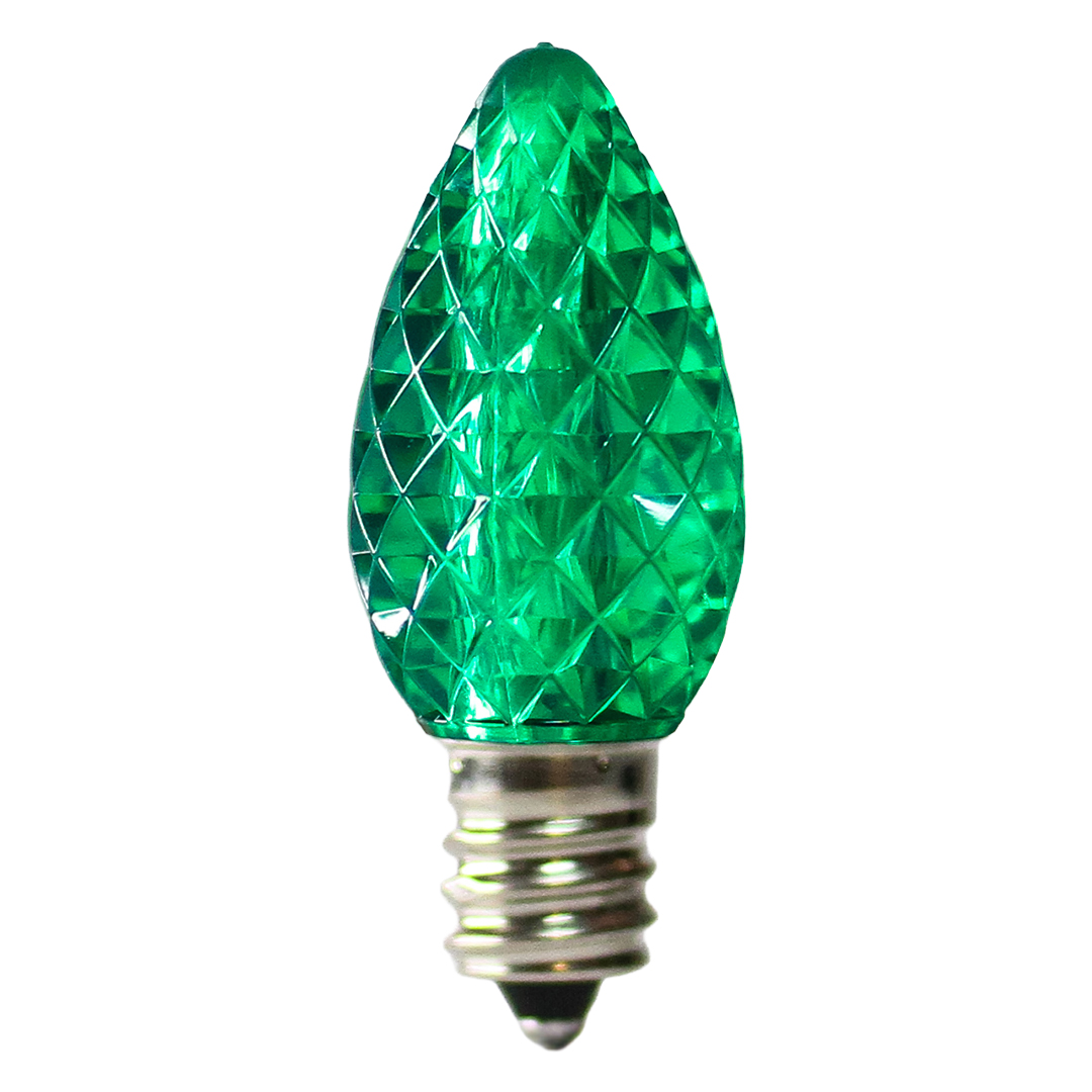 Holidynamics - C7 LED Polycarbonate Bulb - Green Transparent - Pack of 25